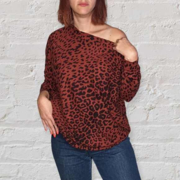 entro | Tops | Entro Anthro Leopard Print Off The Shoulder Tinic Top ...